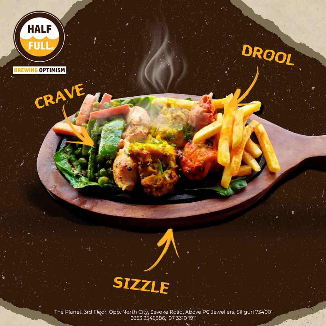 Menu at Half Full, Siliguri, The Planet Building