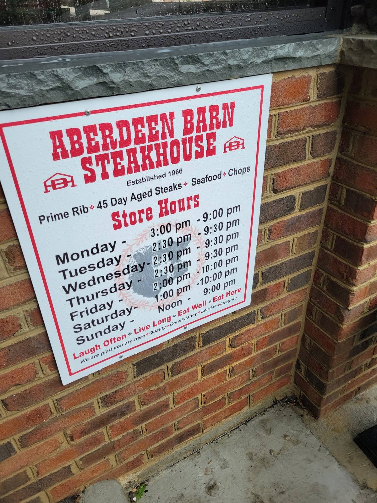 Menu at Aberdeen Barn Steakhouse, Virginia Beach