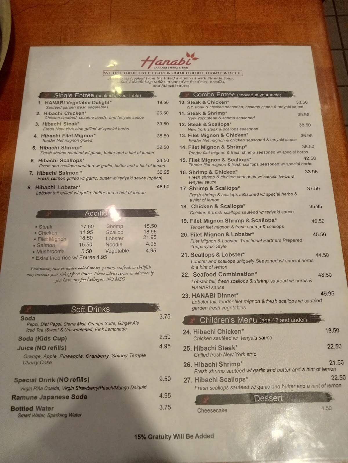 Menu at Hanabi Japanese Grill & Bar, Brandywine