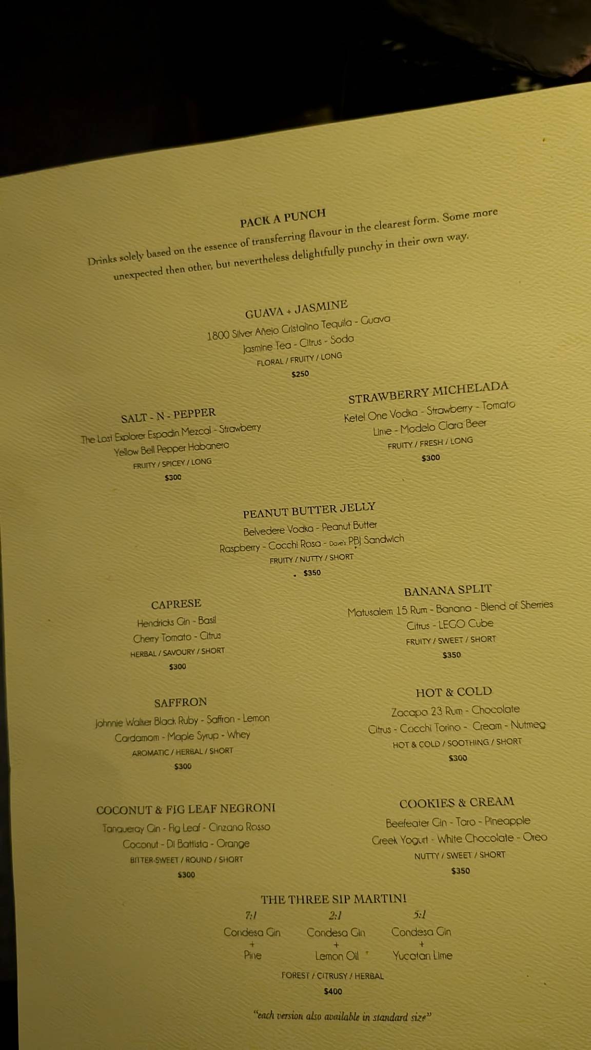 Menu at Handshake Speakeasy pub & bar, Mexico City, C. Amberes 65