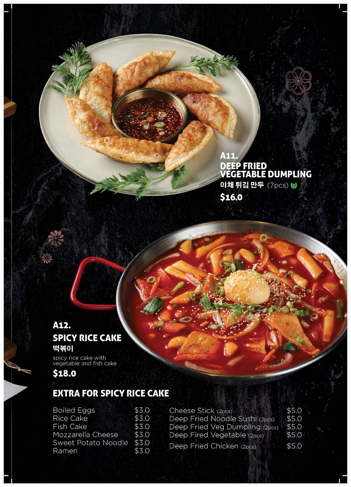 Menu at Hanok Korean BBQ Capital Food Market, Belconnen