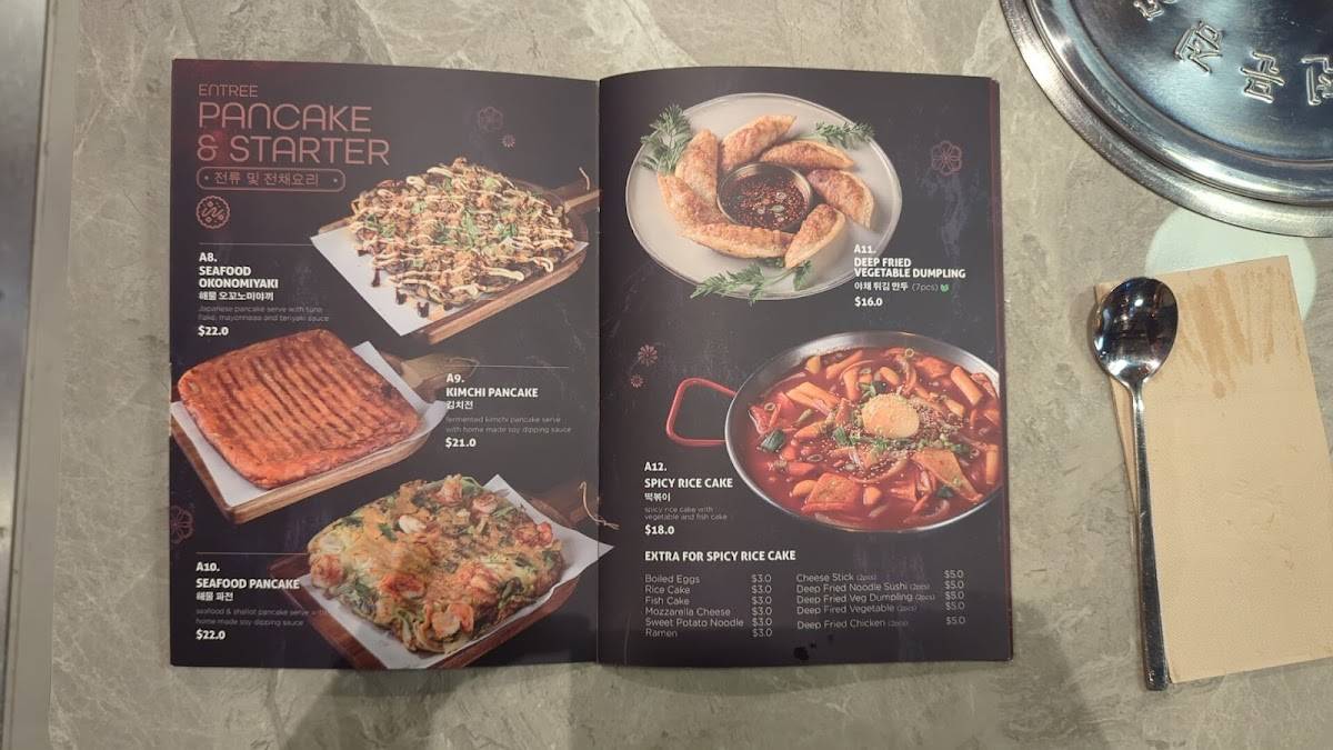 Menu at Hanok Korean BBQ Capital Food Market, Belconnen