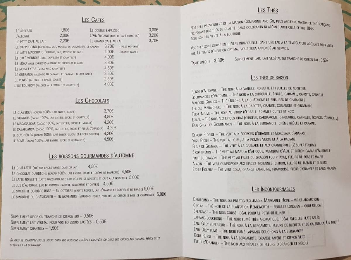 Menu au Thé Brunch Hansel et Gretel Tours restaurant, Tours, 74 rue Colbert