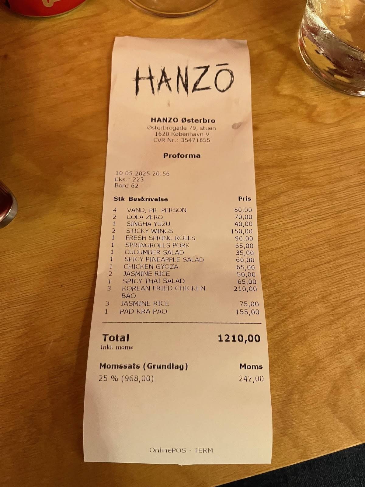 Menu at Hanzo - Vesterbro restaurant, Copenhagen, Værnedamsvej 14