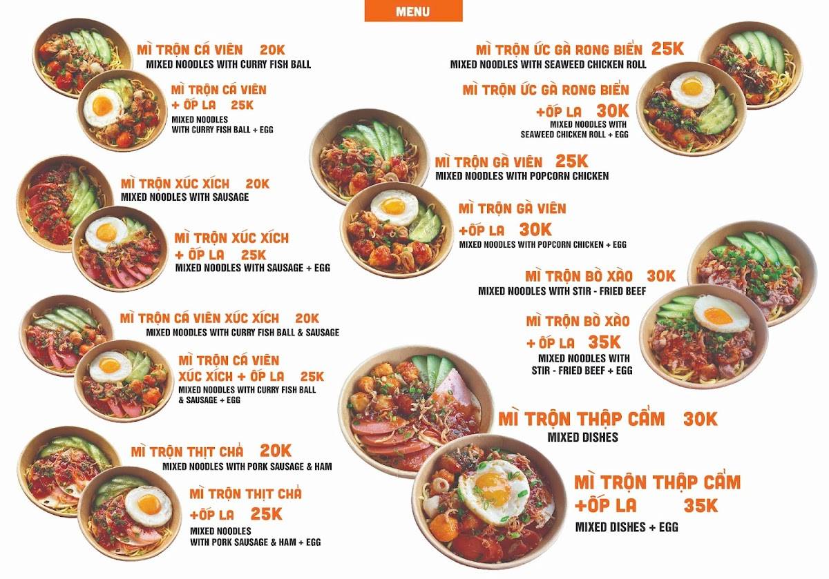 Menu at Haomi - Tiệm Mì Trộn - 52 Hoàng Kế Viêm restaurant, Da Nang