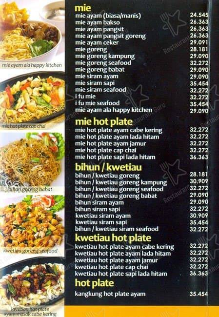 Menu at Happy Bakery, Jakarta, Jl. Layur No.24