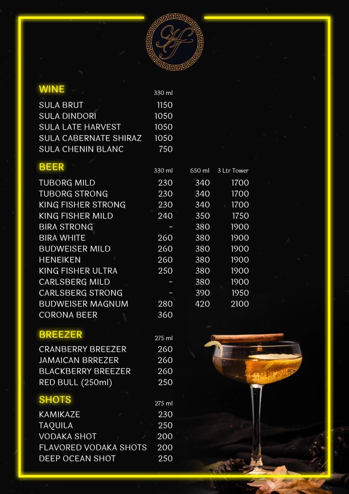Menu at Happy times bar and restaurant, Mumbai