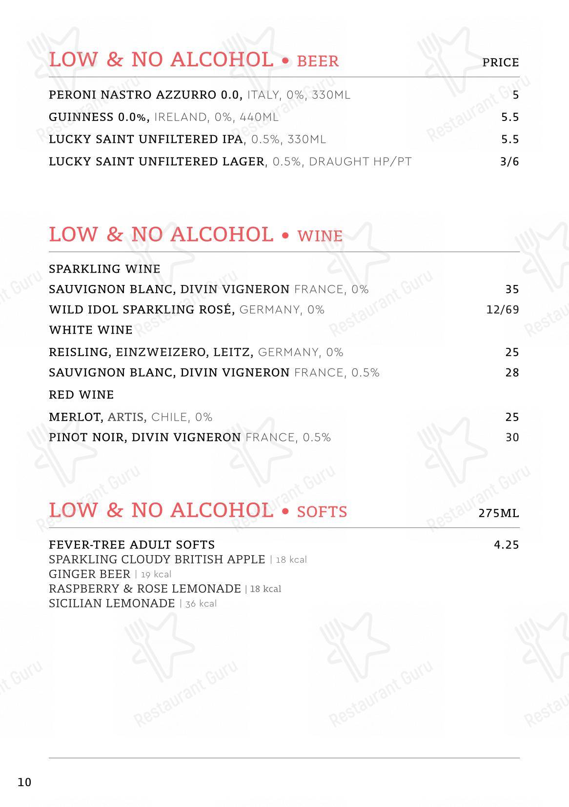 Menu at HarBAR on 6th, Southampton