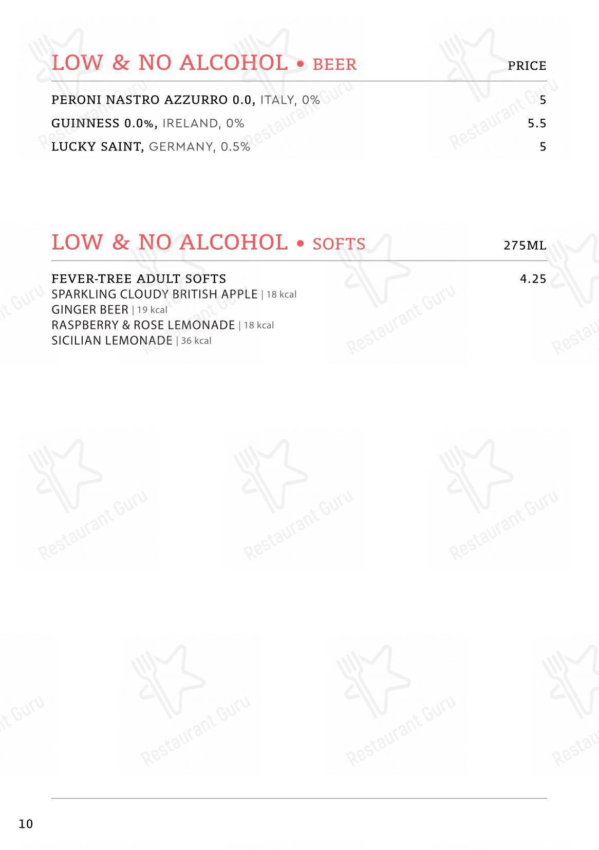 Menu at HarBAR on 6th, Southampton