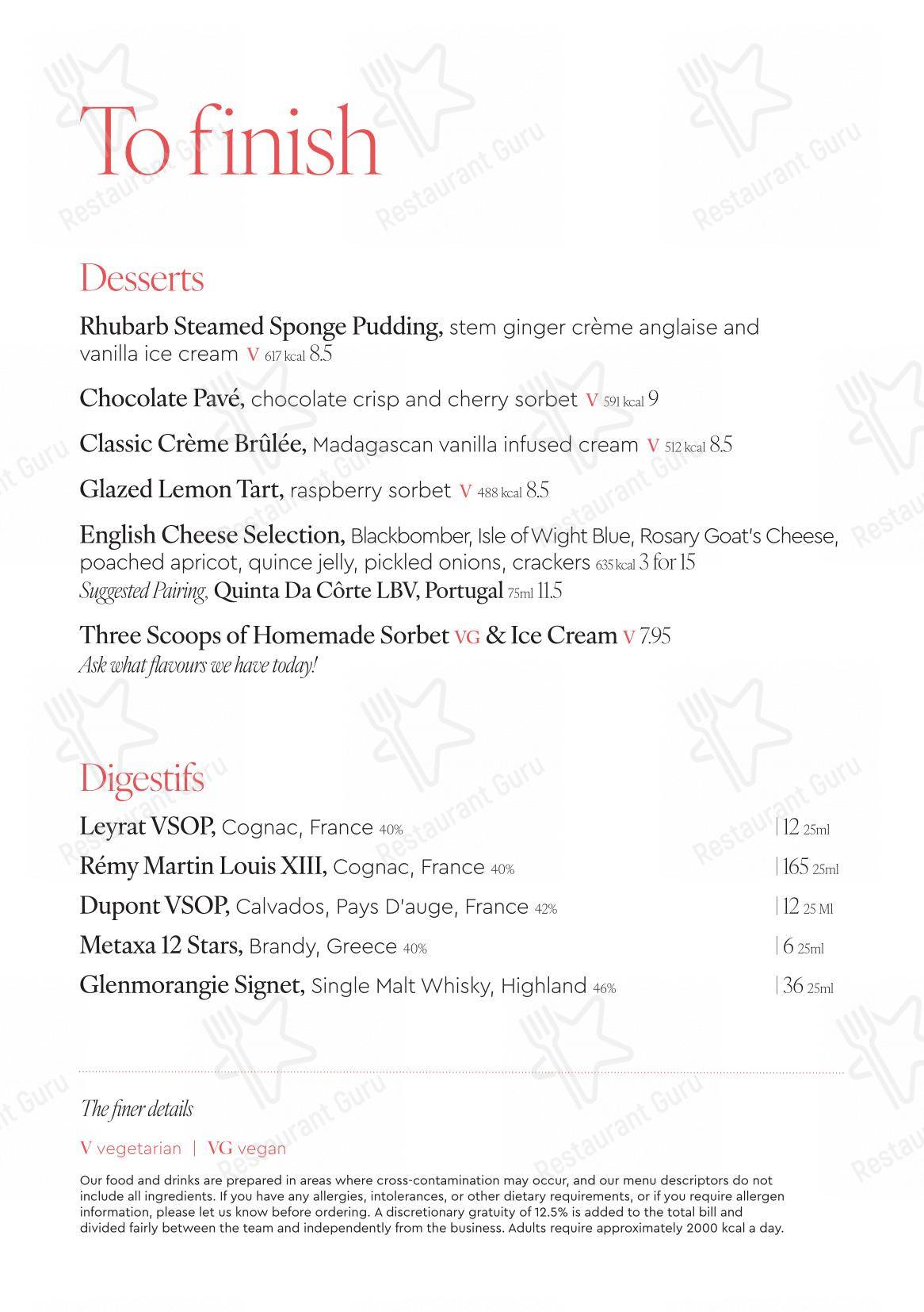 Menu at HarBAR on 6th, Southampton