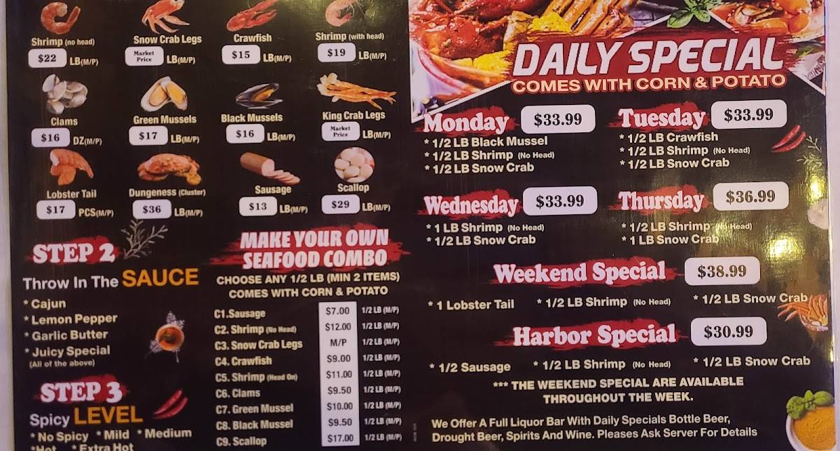 Menu at Harbor Crabs restaurant, Dickson City, 1132 Ravine St