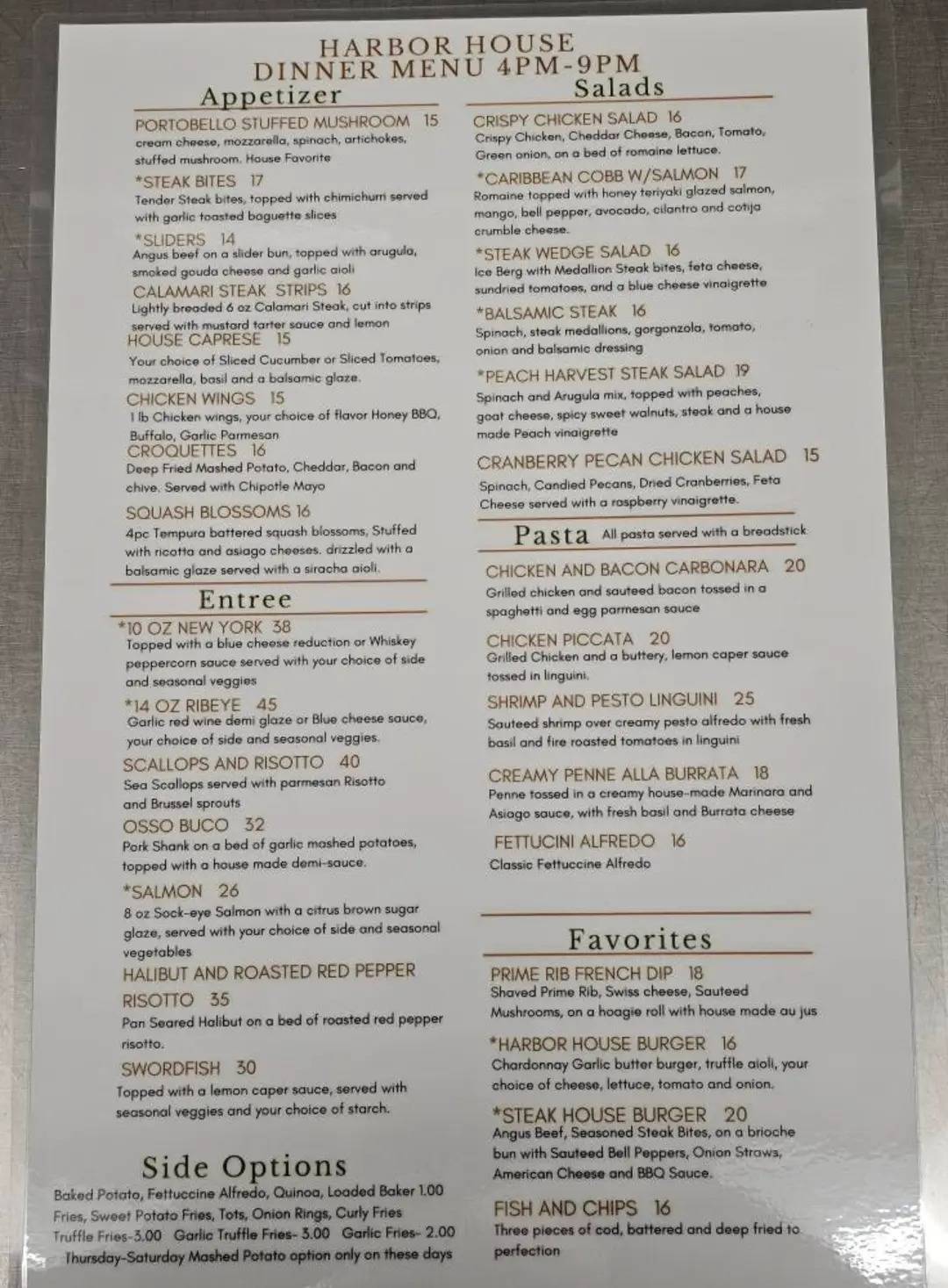 Menu at Harbor House LLC. restaurant, Klamath Falls
