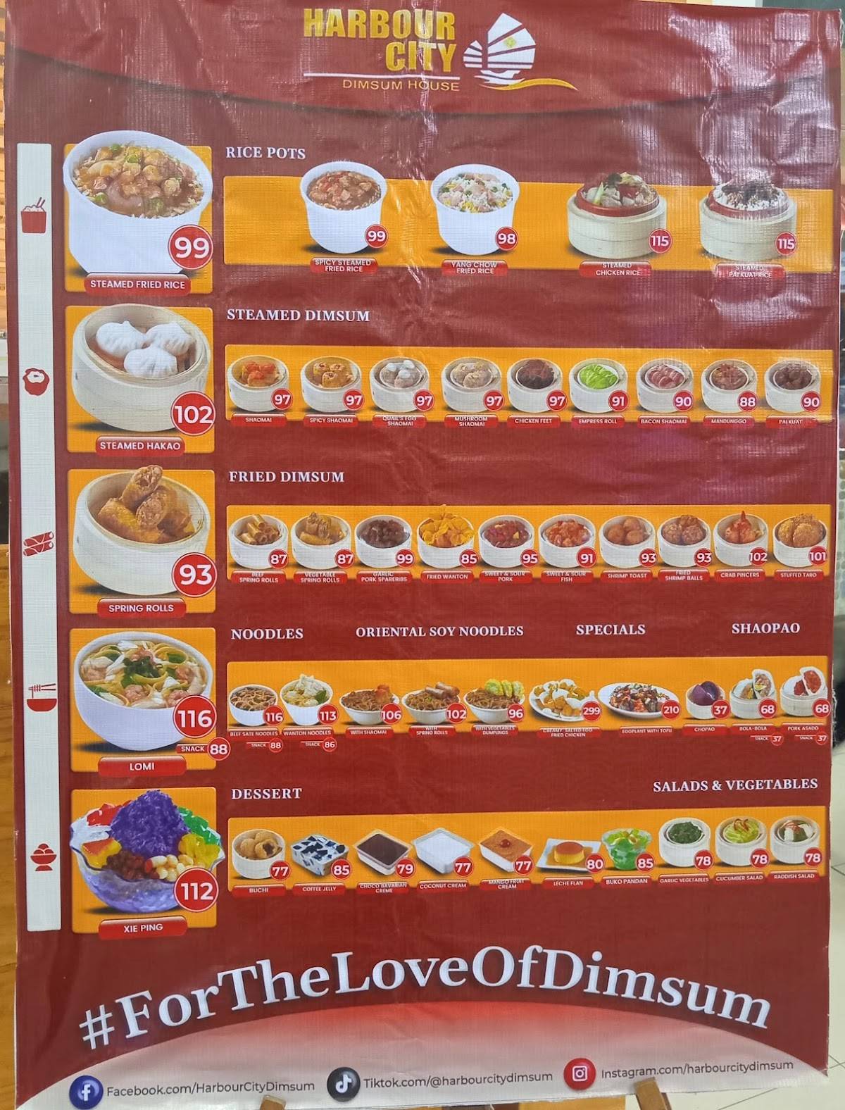 Carta del restaurante Harbour City Dimsum House, Iloílo