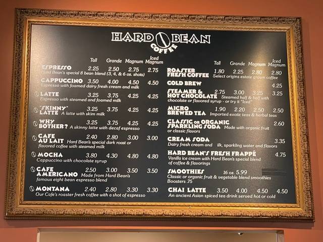 Menu at Hard Bean Coffee restaurant, Fort Lupton