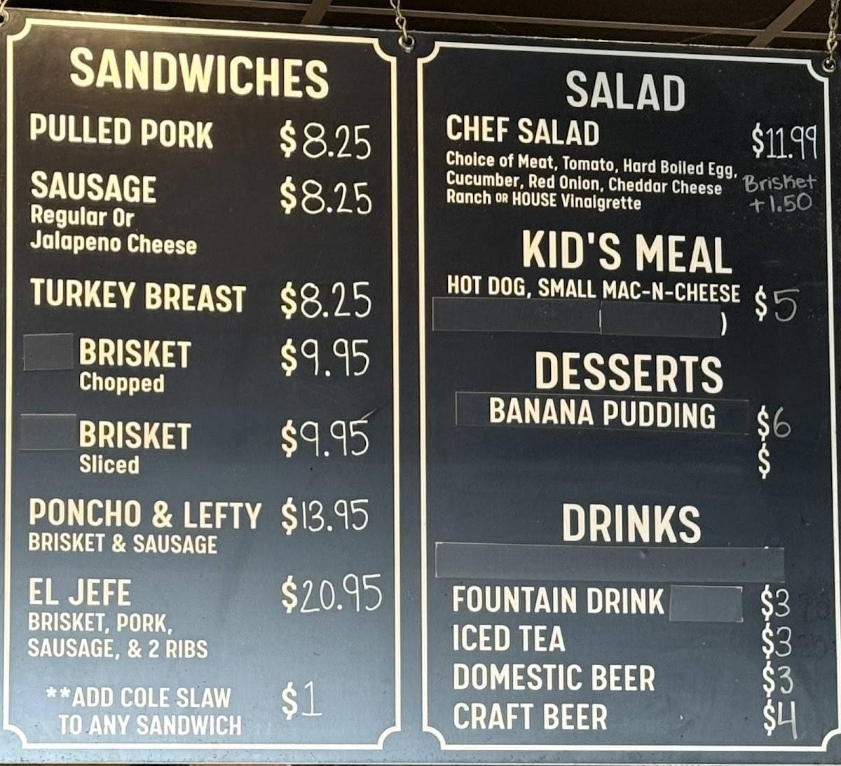 Menu at Harmon’s Barbecue, Fort Wright