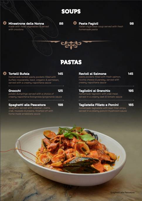 Menu at V8 Lounge & Skybar, Hartbeespoort