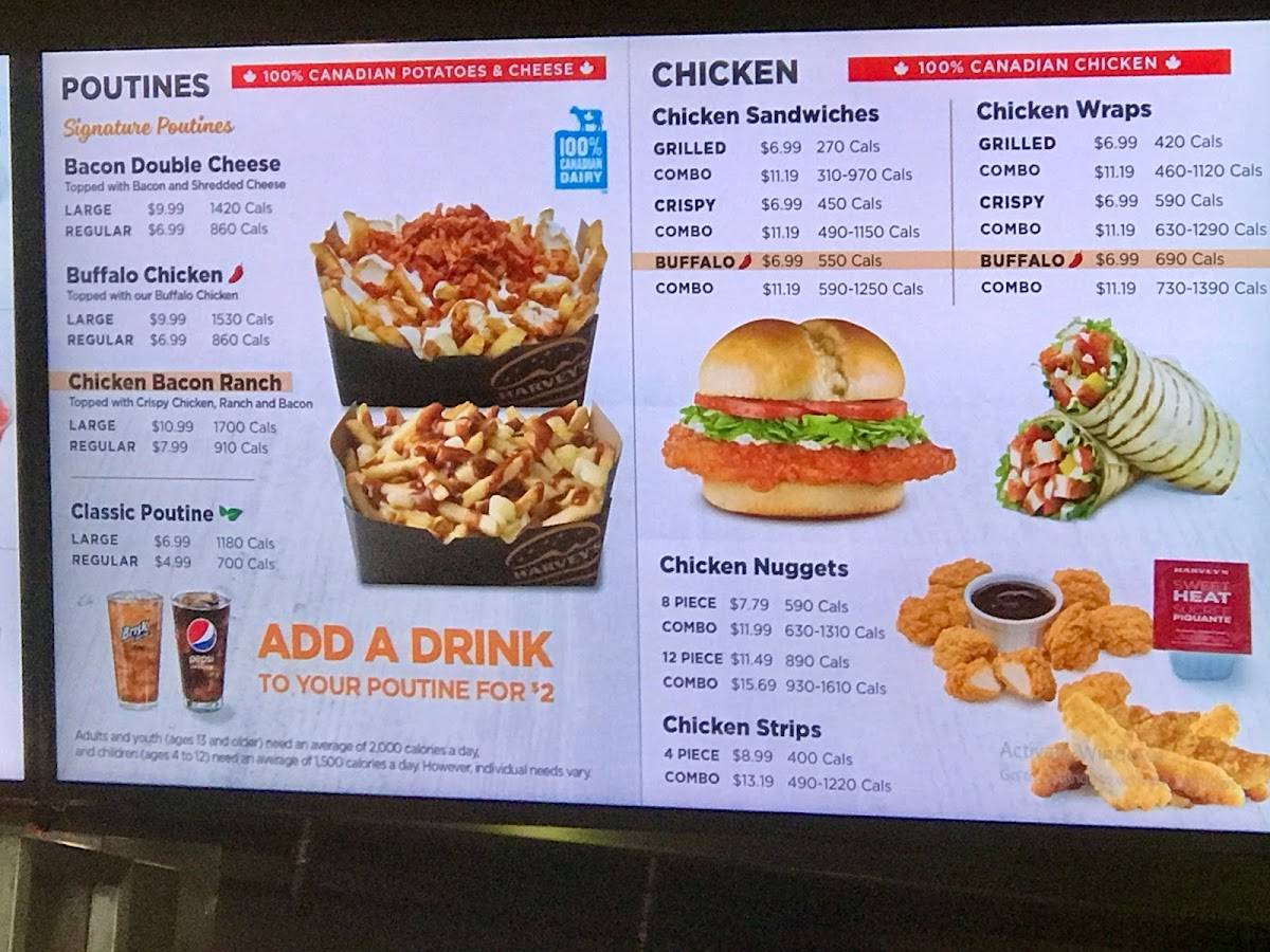 Harvey's menu store