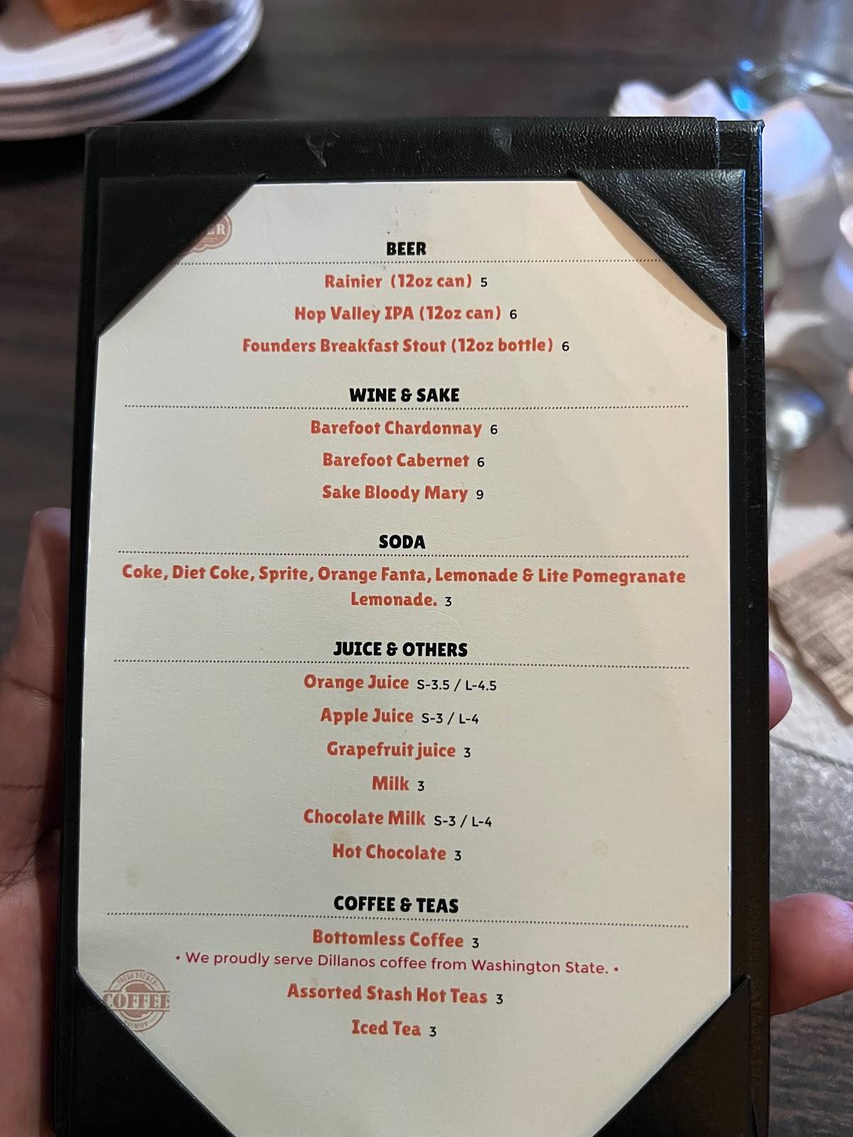 Menu at Hash restaurant, Olympia