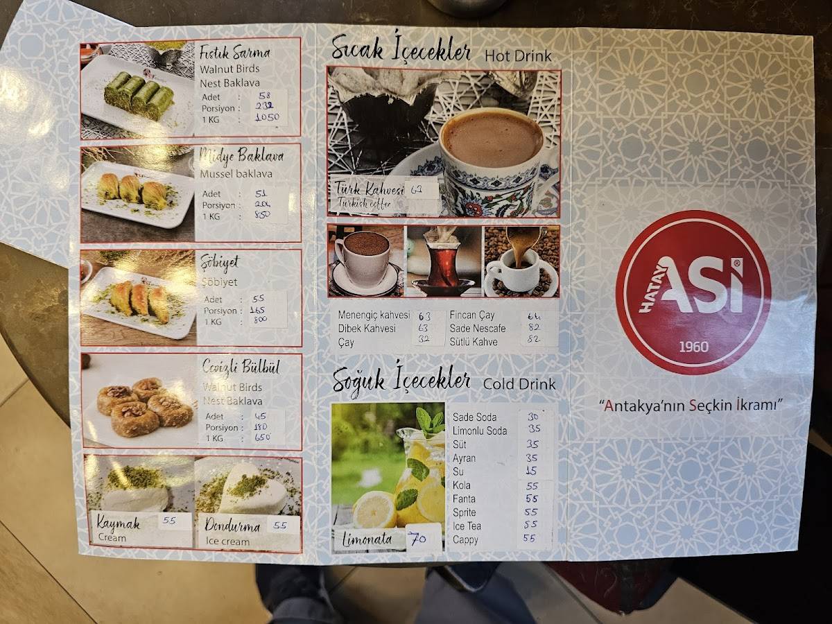 Menu at Hatay Asi Künefeleri, Istanbul, Tahtakale mah.hasırcılar cad.no ...