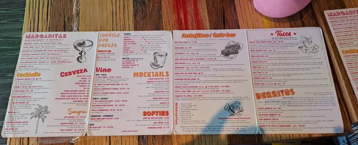 Menu at Hecho en Mexico Ballarat restaurant, Ballarat Central