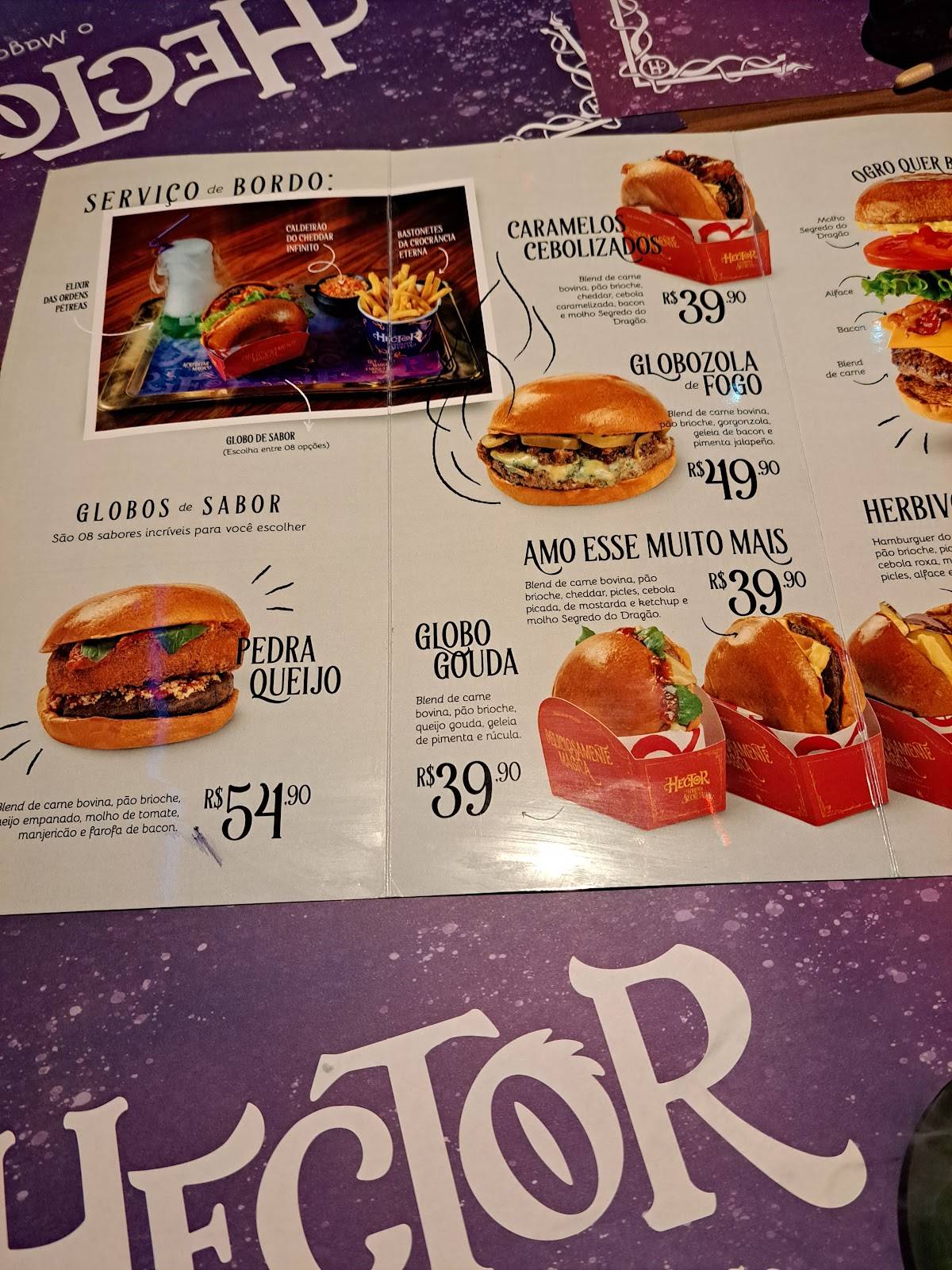 Menu em Hector Hamburgueria Temática restaurante, Gramado