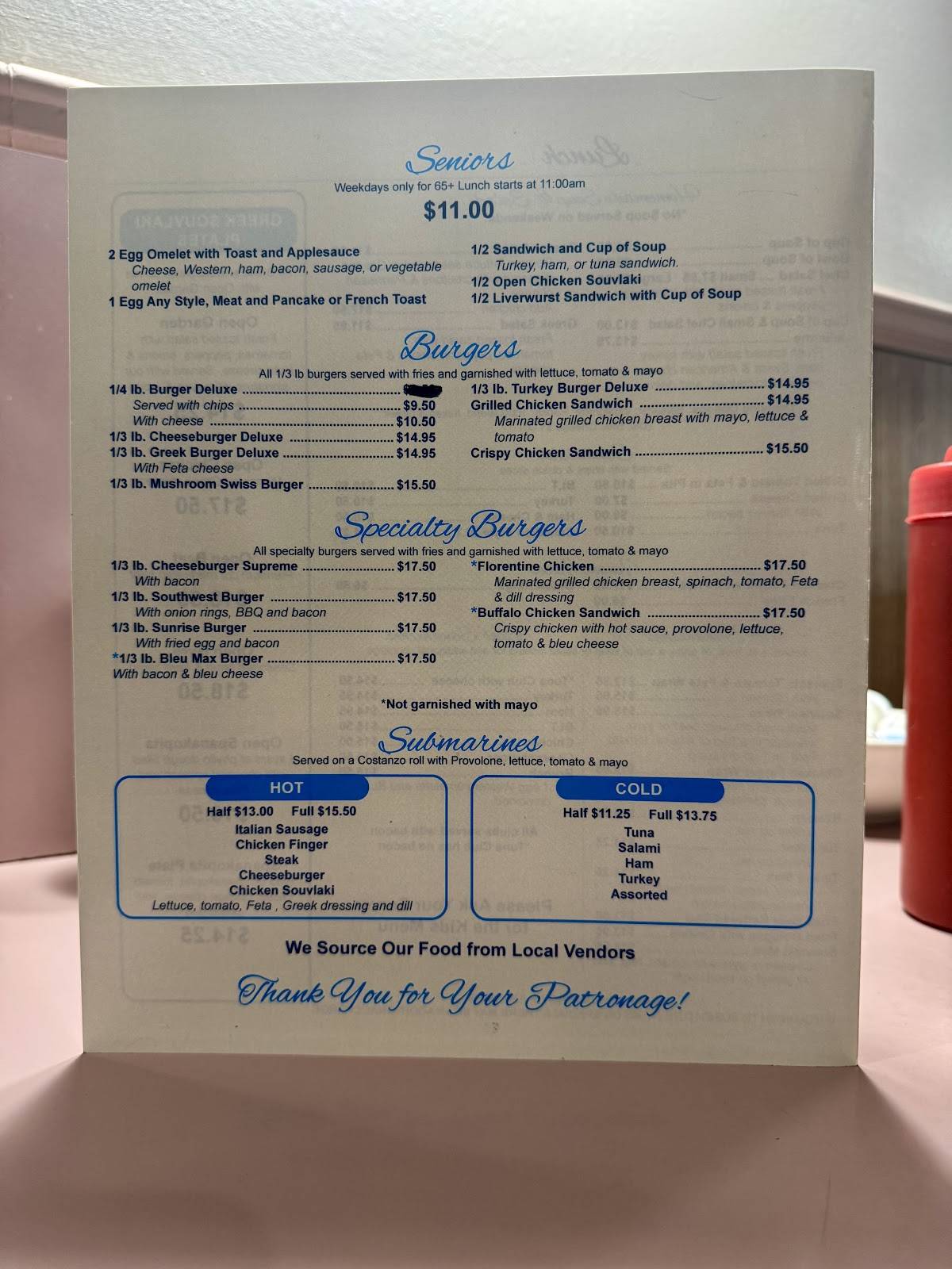 Menu at Helen's Kitchen restaurant, Harris Hill, Transit Rd