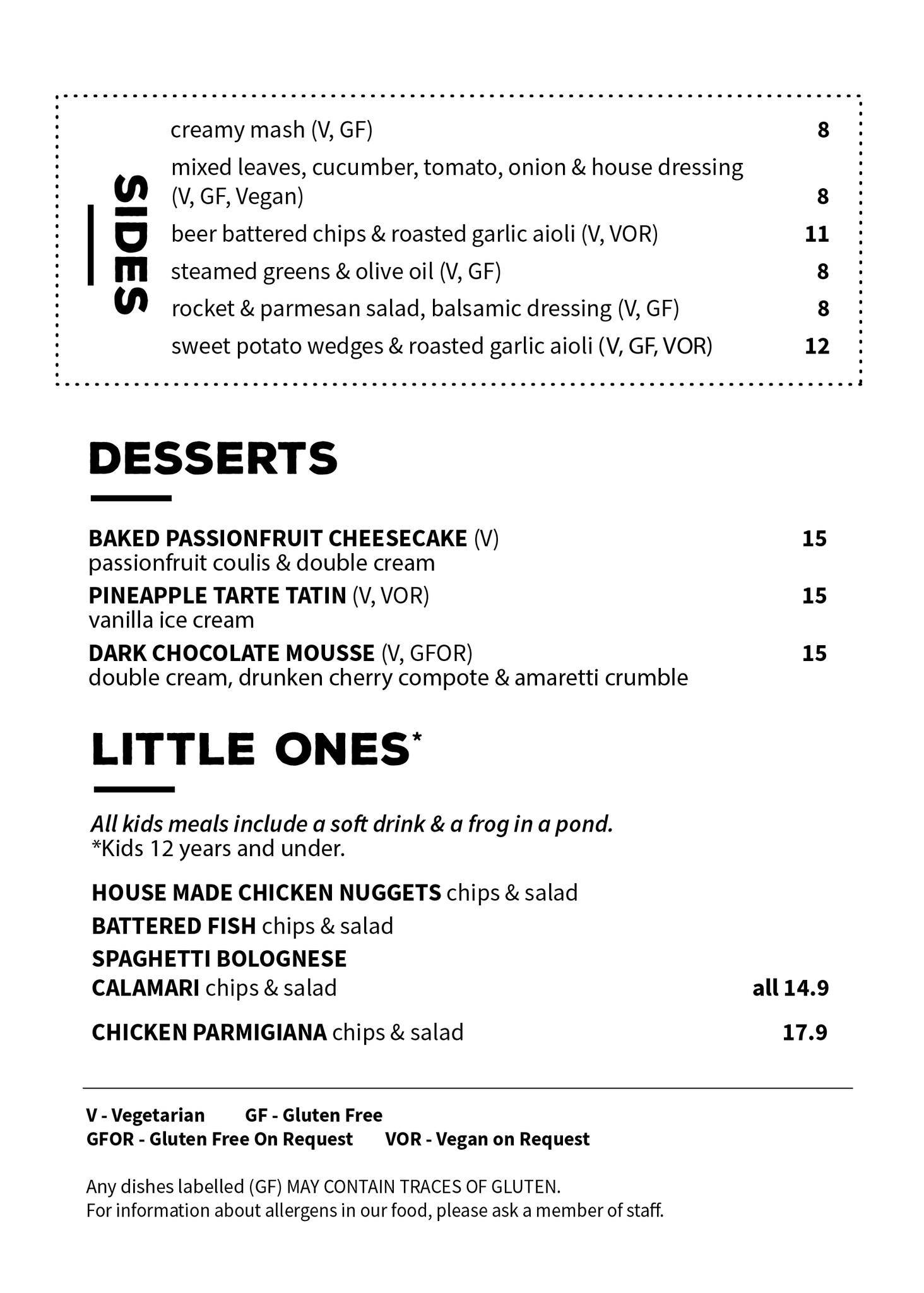 Menu at Yarra Glen Grand Hotel restaurant, Yarra Glen