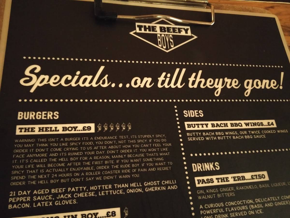 Menu at The Beefy Boys pub & bar, Hereford