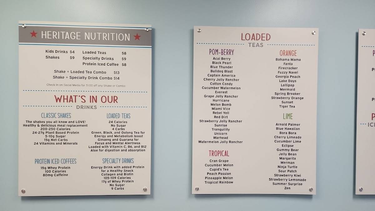 Menu at Heritage Nutrition pub & bar, Maryville