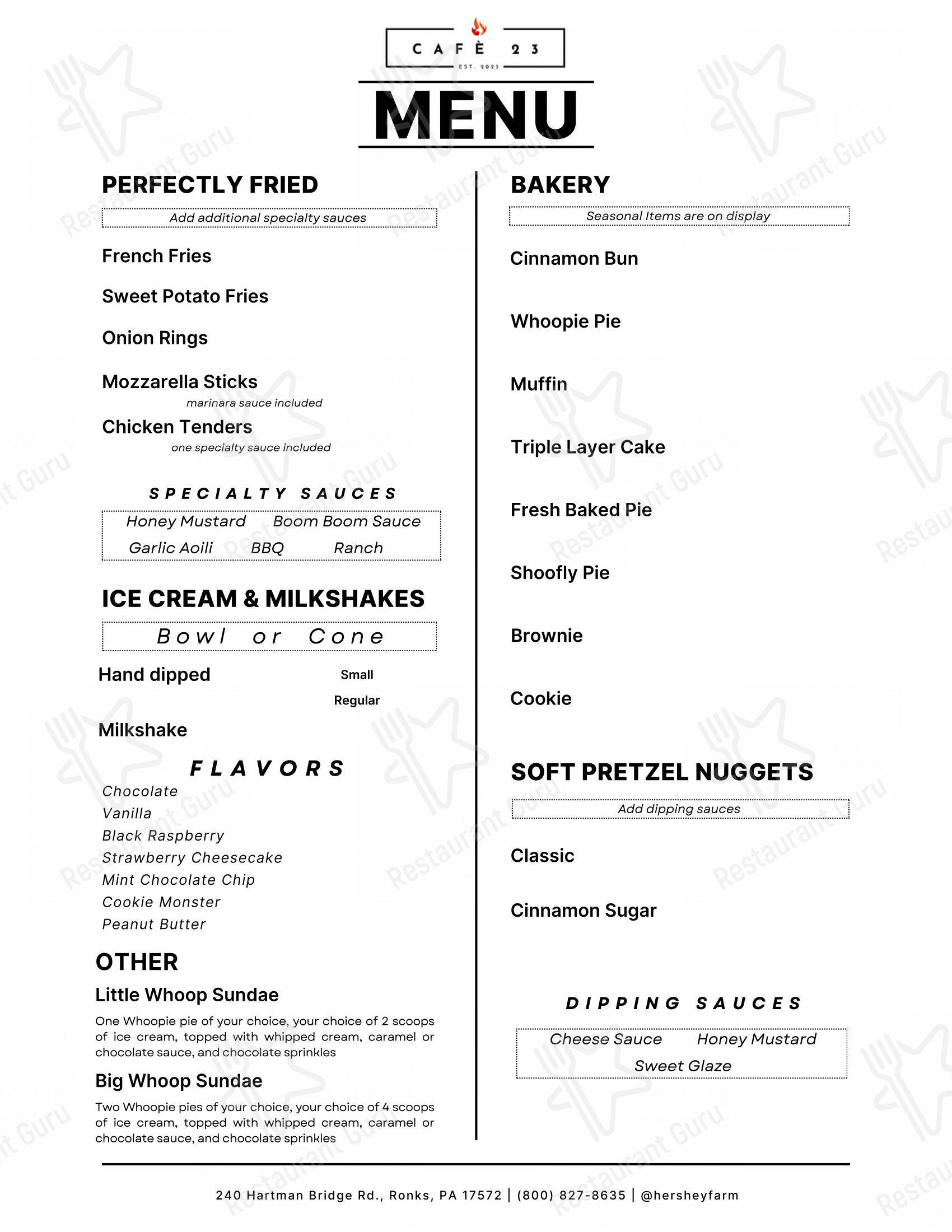Menu at Hershey Farm Restaurant, Strasburg