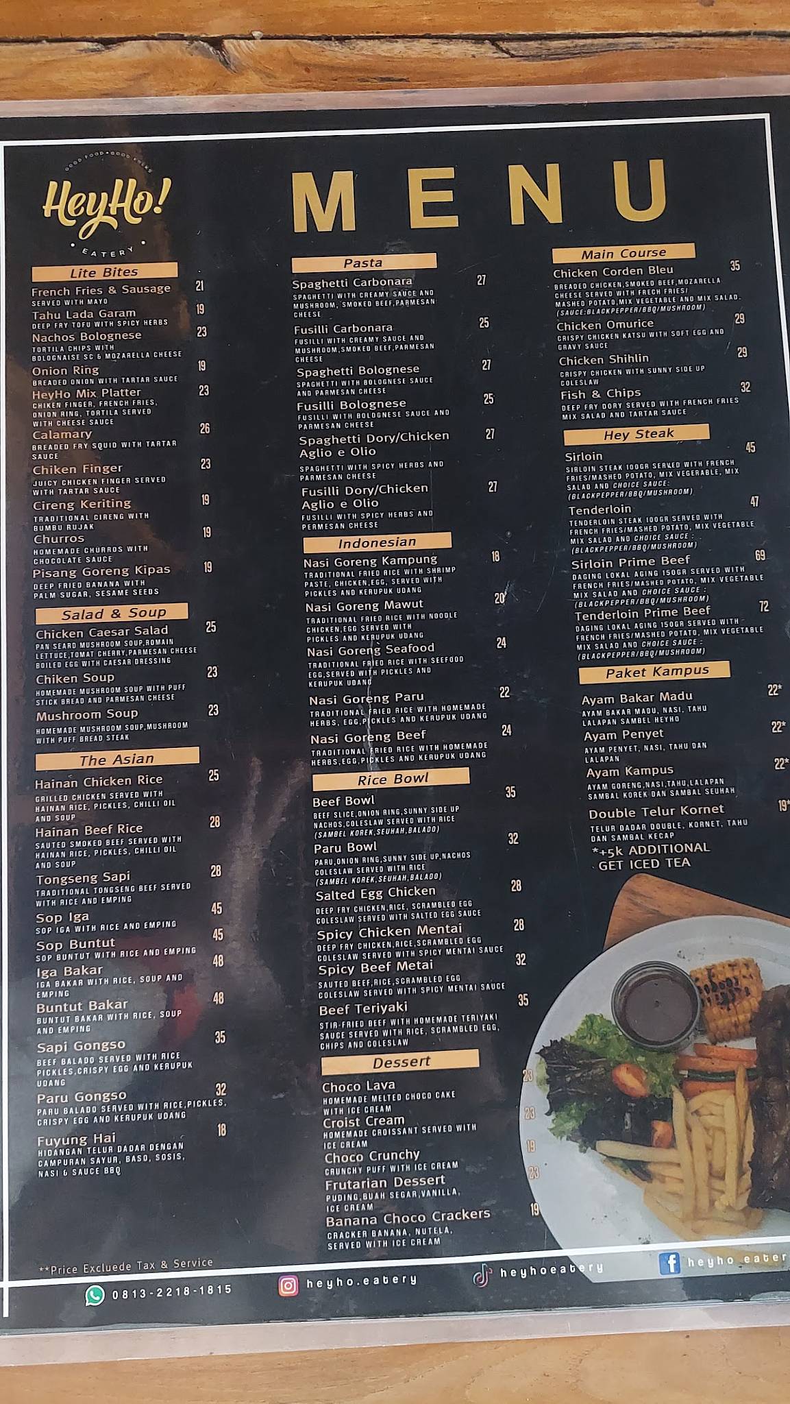 Menu at HeyHo! Eatery restaurant, Sayang