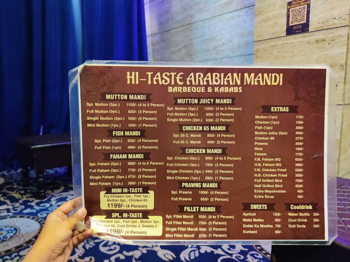 Menu at Hi-Taste Arabian Mandi, Hyderabad