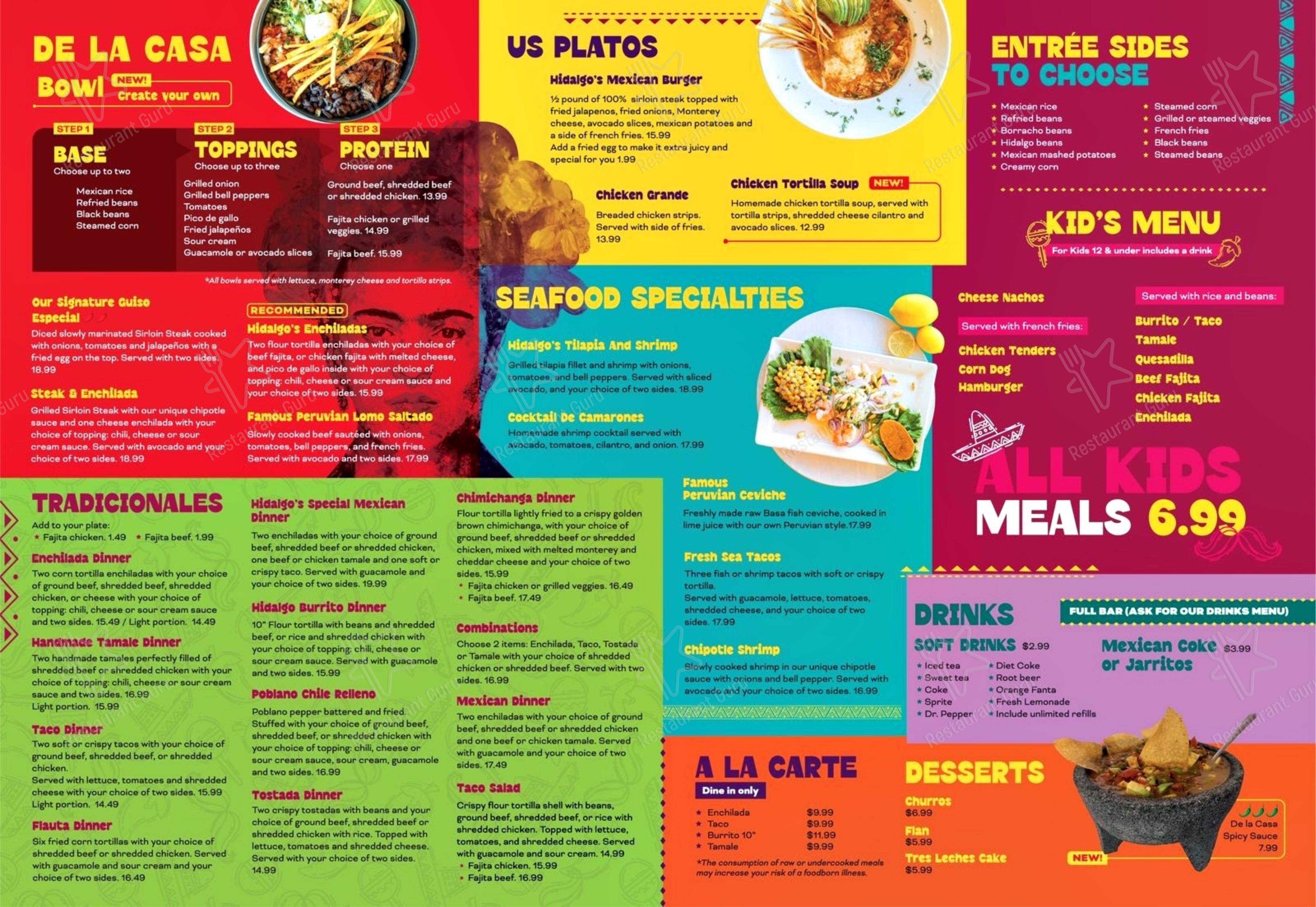 Menu at Hidalgo's Mexican Restaurant & Cantina, Edmond, 200 S Santa Fe Ave