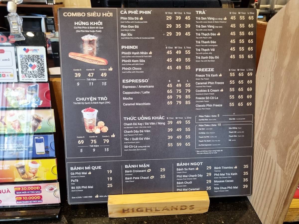 Menu at Highlands Coffee pub & bar, Ho Chi Minh City, Riverside Resident