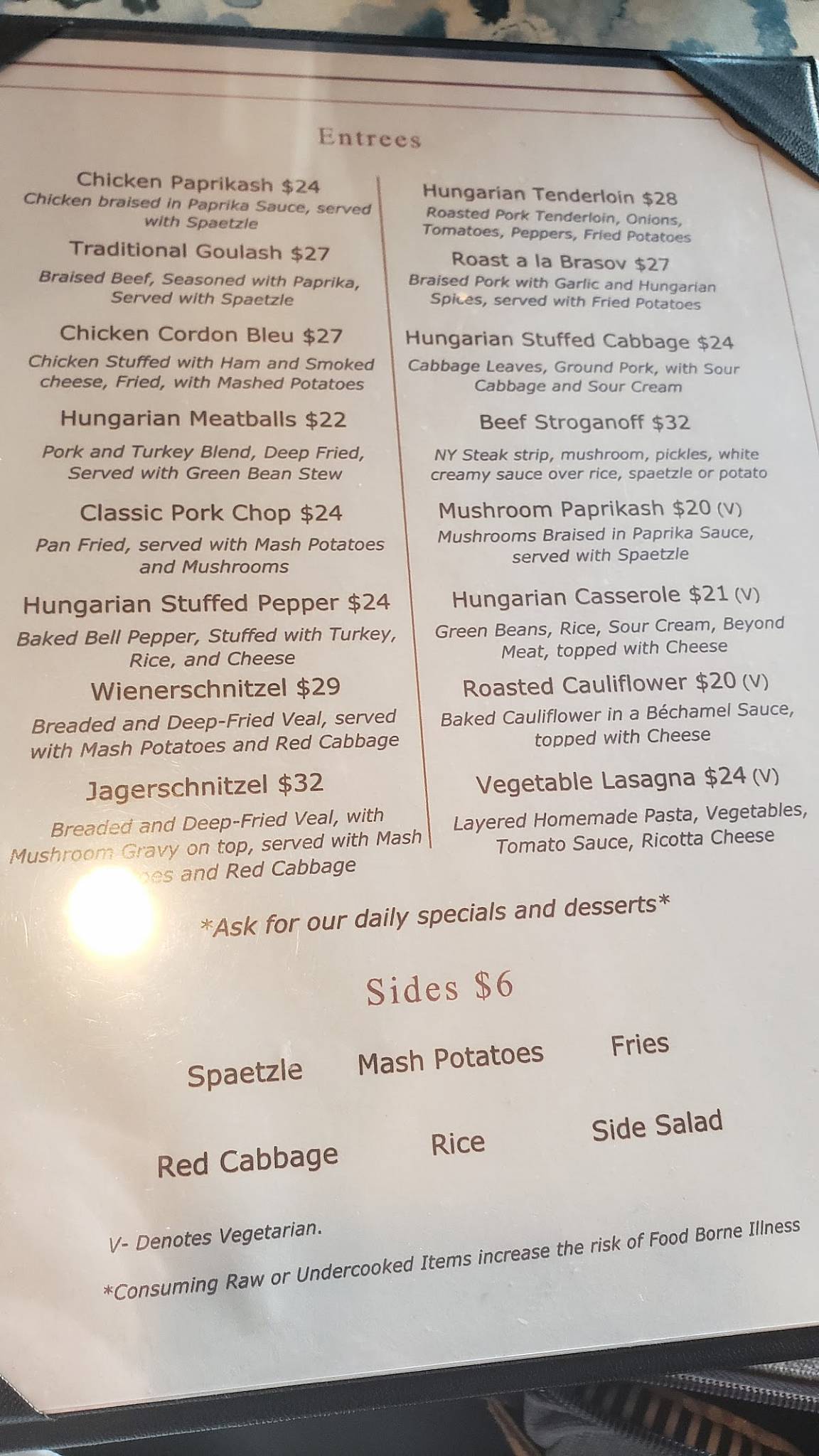 Menu at Taste of Europe pub & bar, Hilton Head Island
