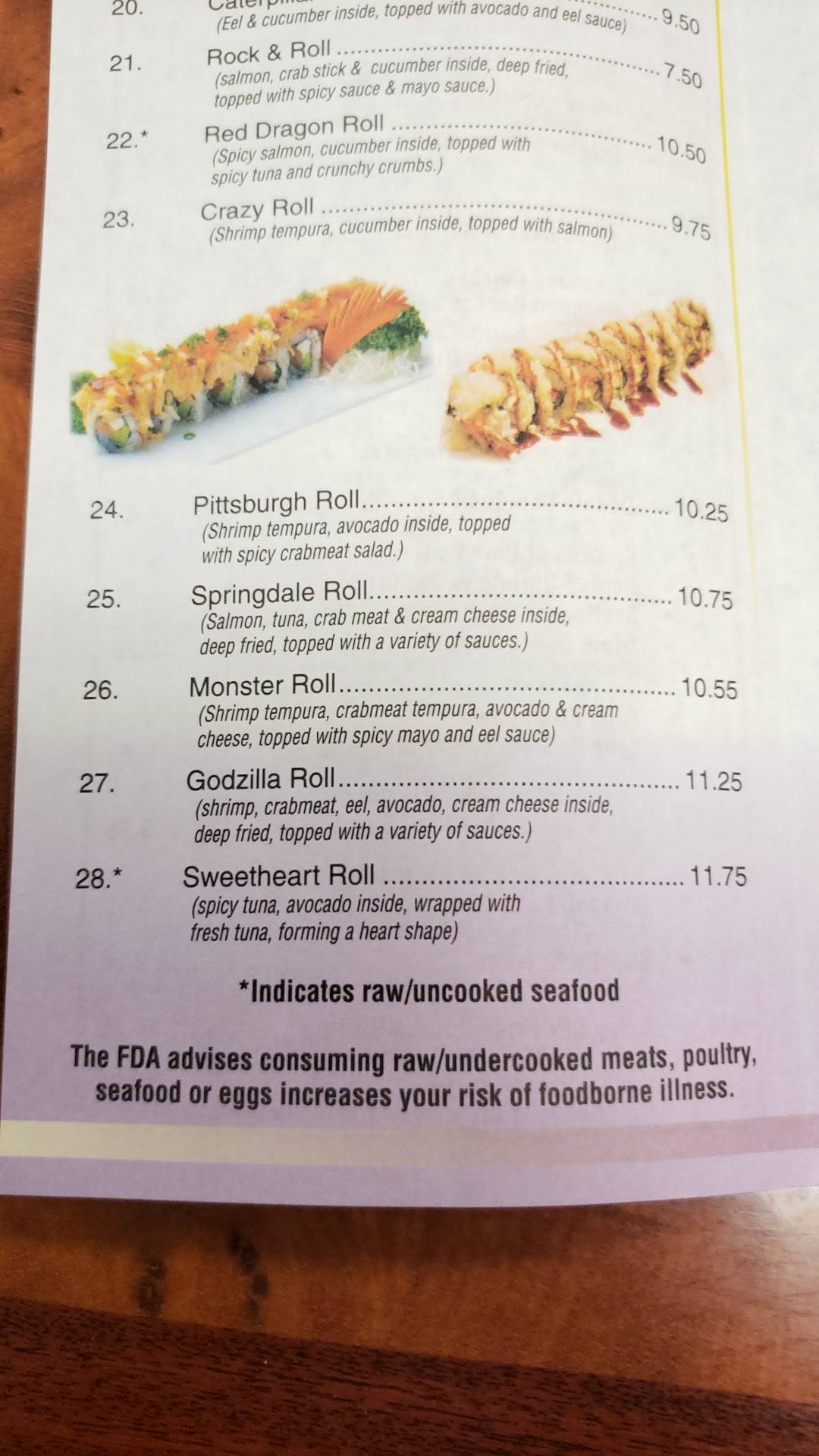 Menu at Hing Wong restaurant, Springdale