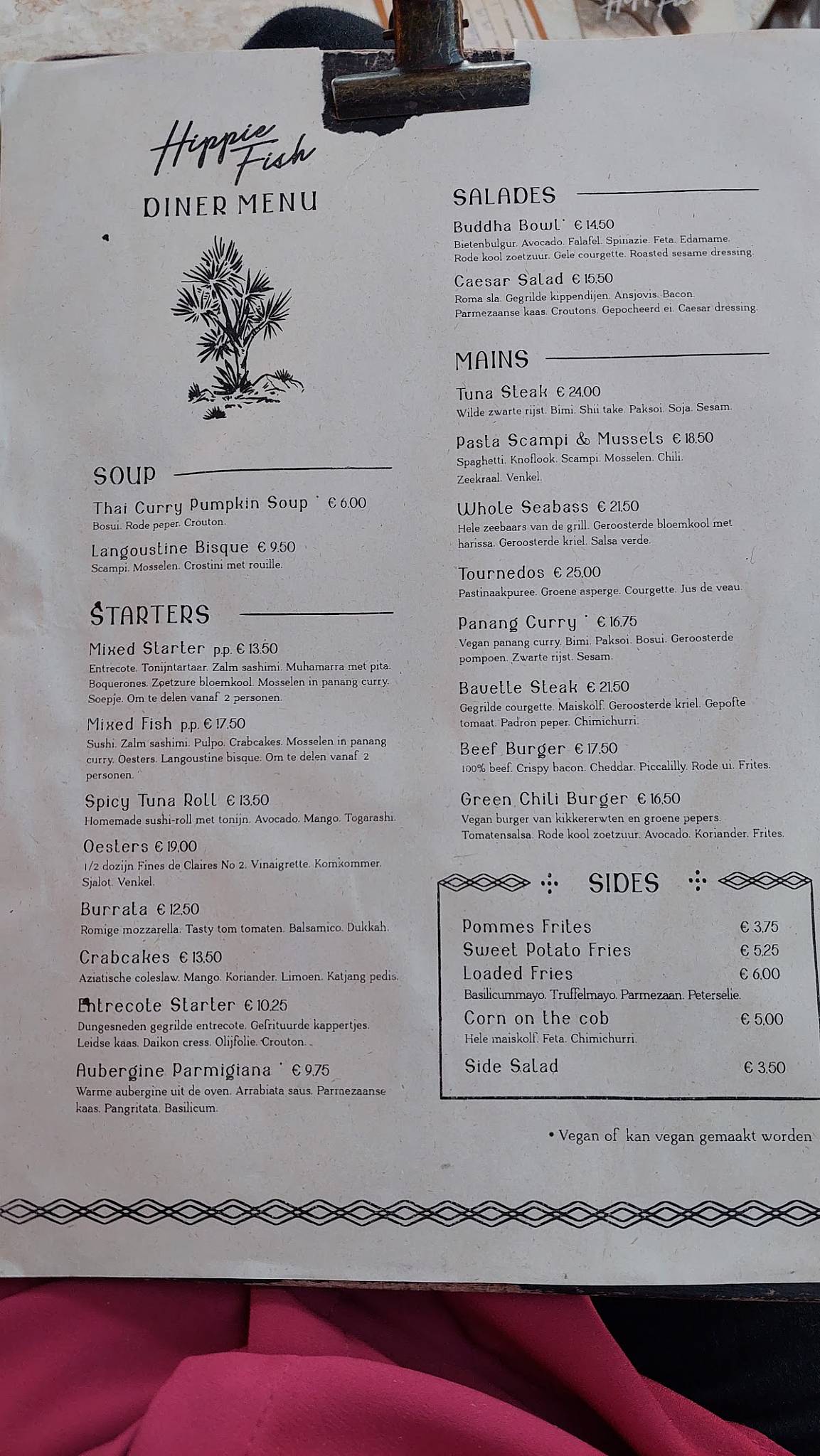 Speisekarte von Hippie Fish, Zandvoort
