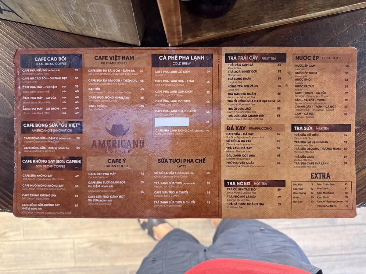 Menu at AMERICANO COFFEE - 409 Nguyễn Duy Trinh restaurant, Ho Chi Minh ...
