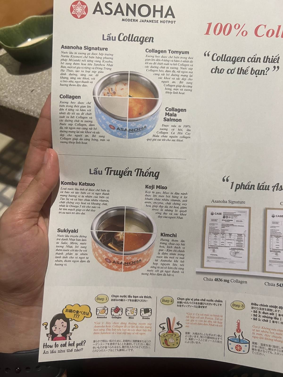 Menu at Asanoha - Modern Japanese Hotpot restaurant, Ho Chi Minh City