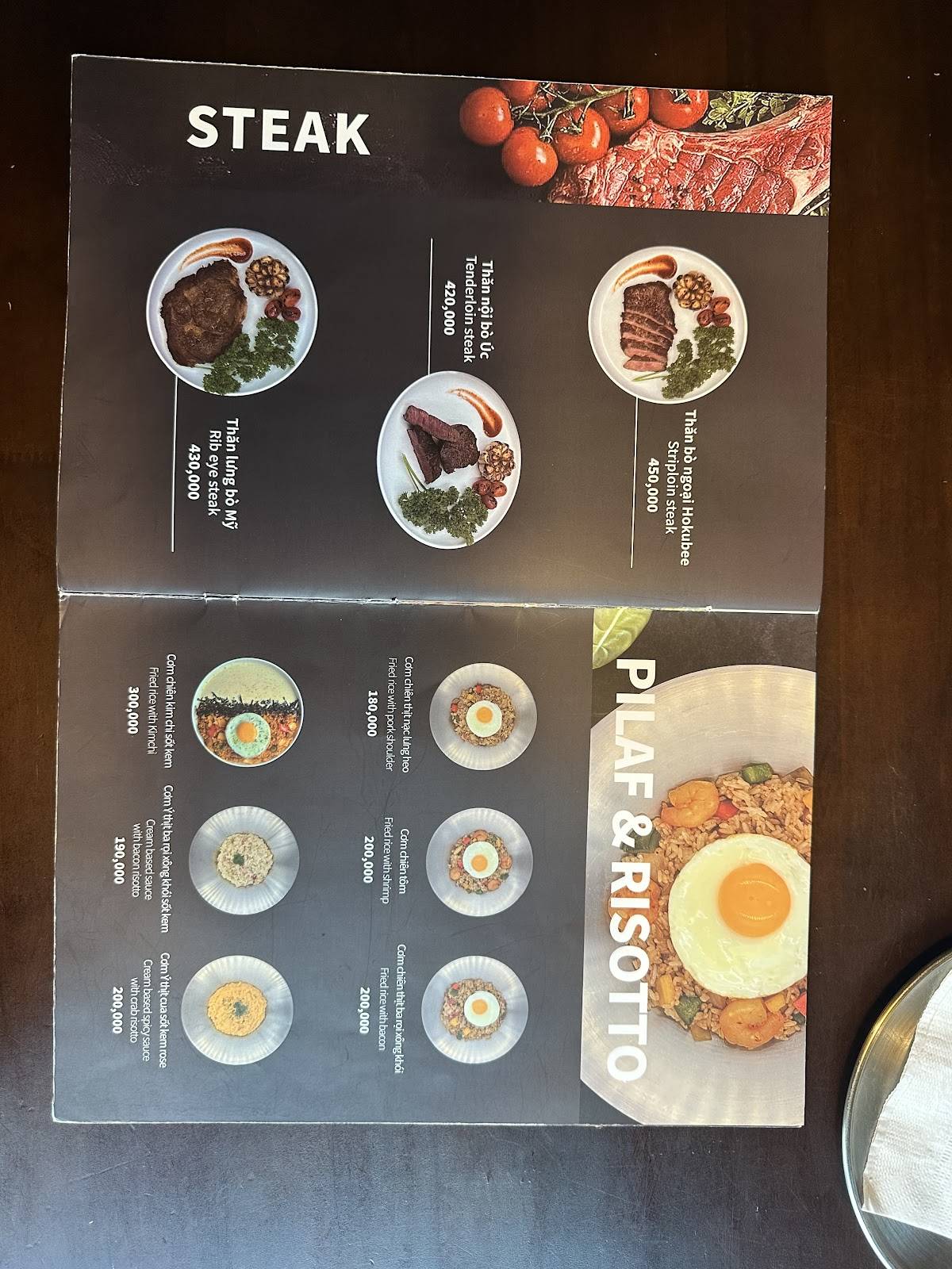 Menu at CHIIK Steak & Pasta Thảo Điền Quận 2 restaurant, Ho Chi Minh City