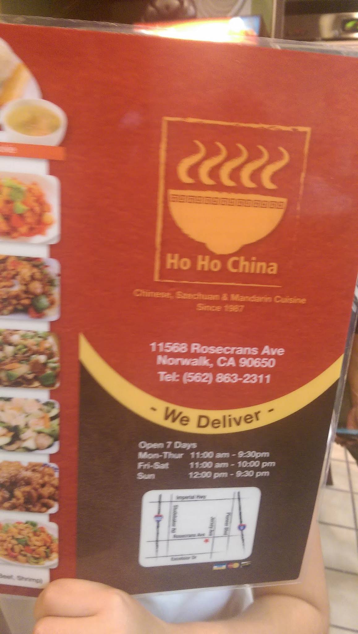 Menu at Ho Ho China restaurant, Norwalk, Rosecrans Ave