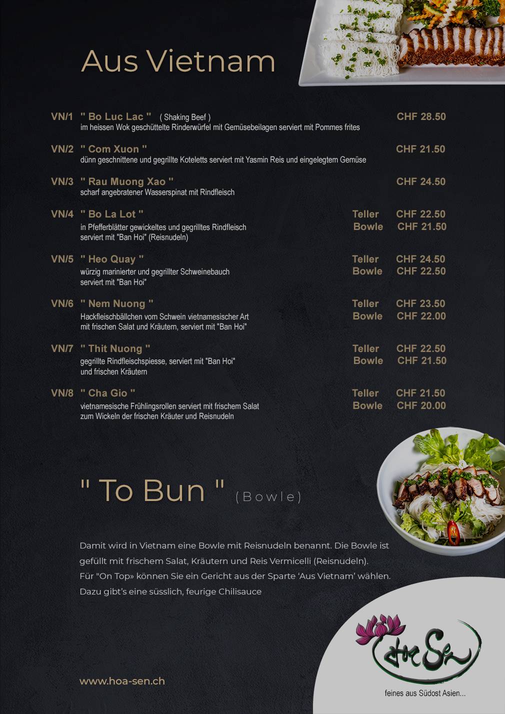 Menu at Hoa-Sen, Derendingen