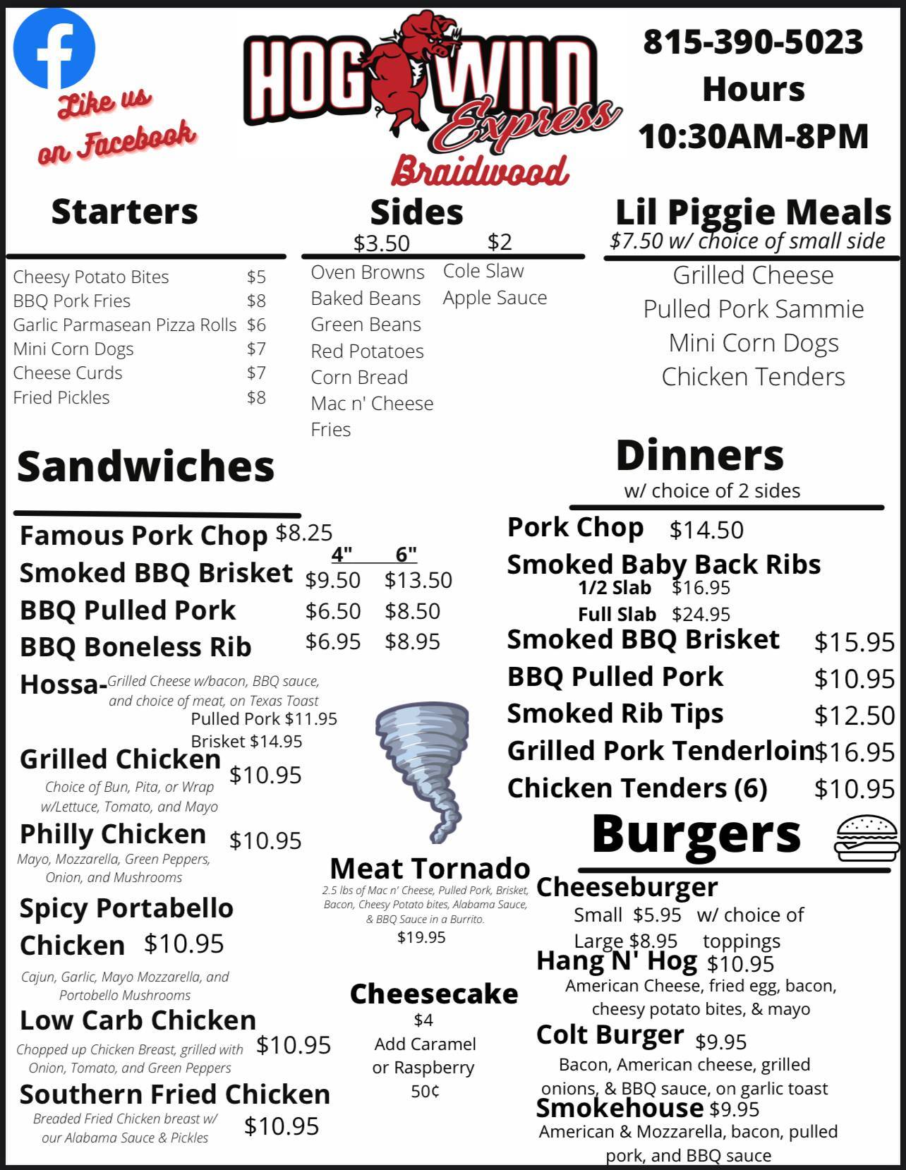 Menu at Hog Wild Express Diamond BBQ, Diamond, E Division St