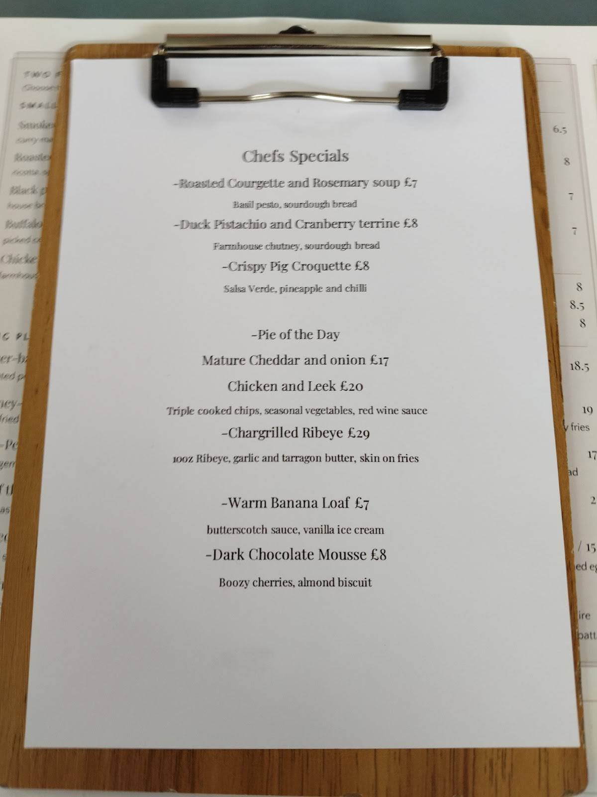 Menu at The White Horse in Churton pub & bar, Holt, Chester Rd
