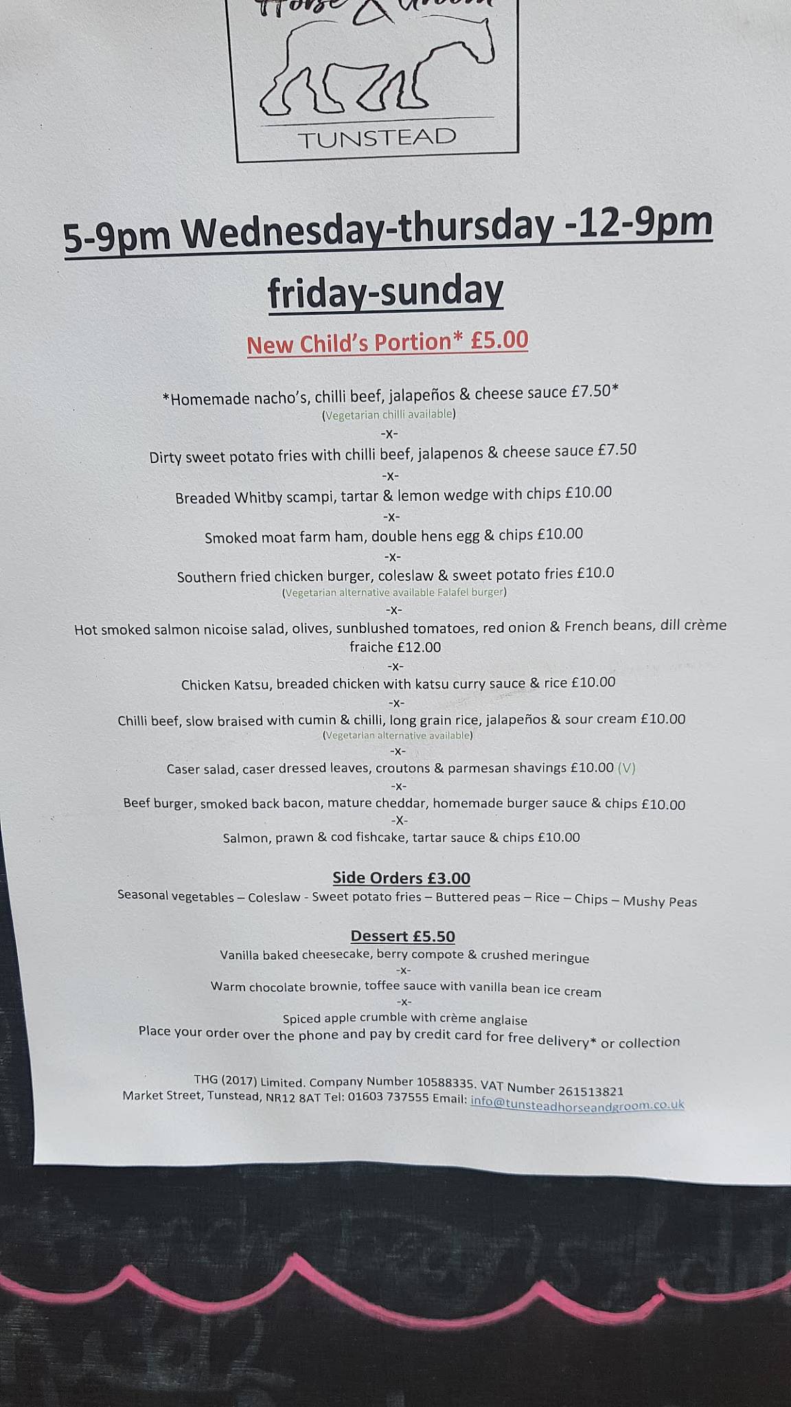 Menu at Horse And Groom pub & bar, Norwich
