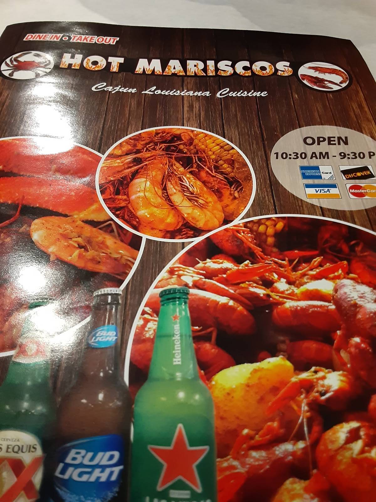 Menu at Hot Mariscos restaurant, Huntington Park