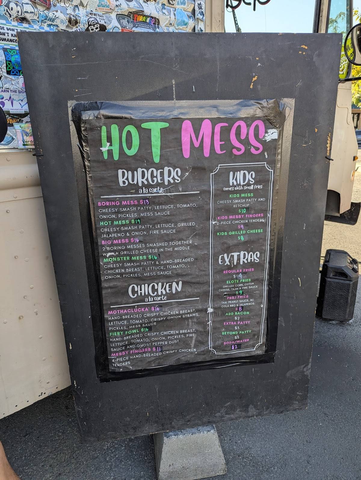 Menu at Hot Mess Burgers and Fries restaurant, Kennewick
