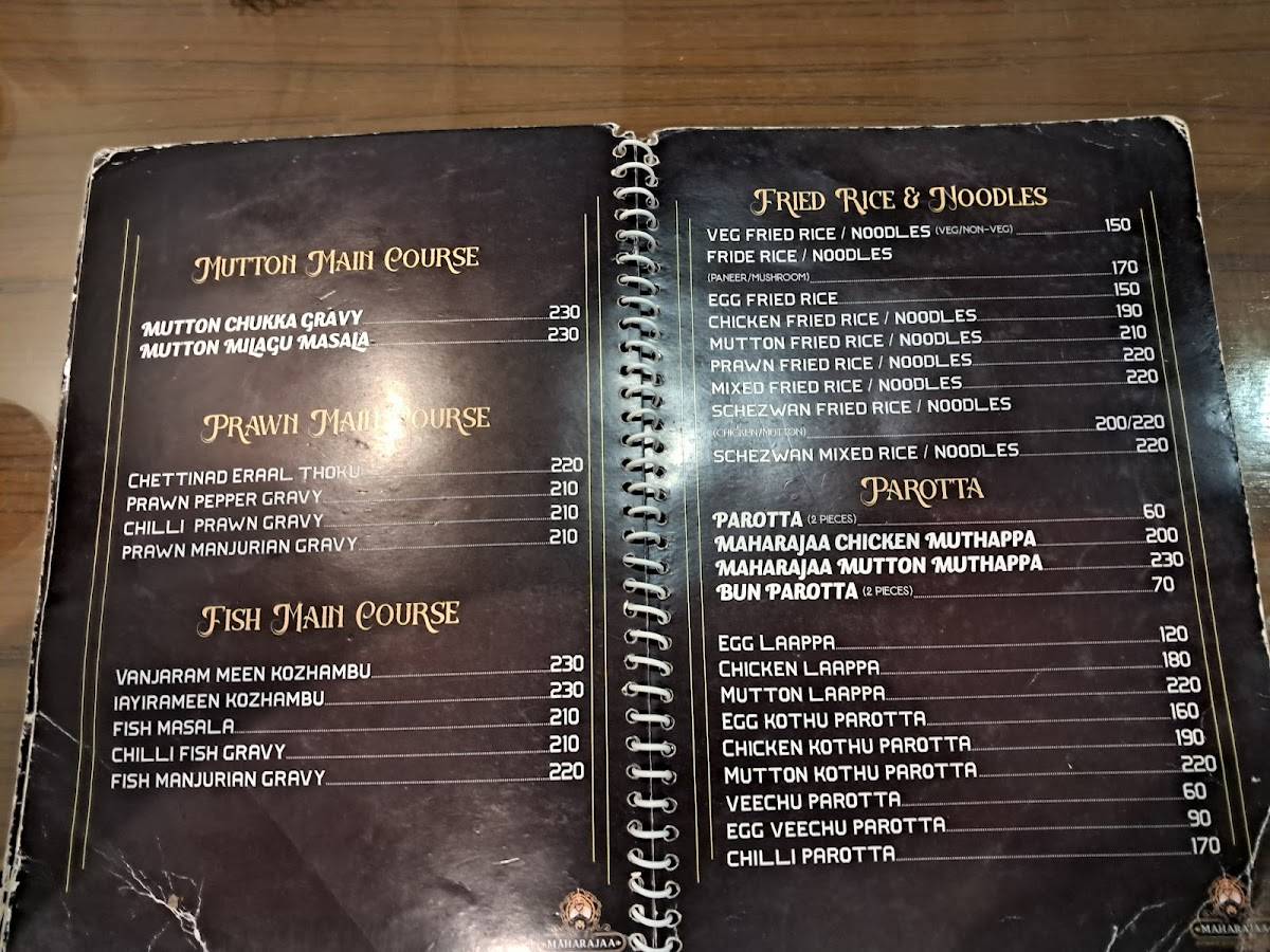 Menu at Hotel Maharajaa - Authentic South Indian Restaurant ( Veg & Non ...
