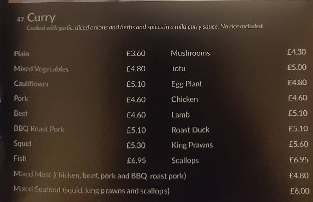 Menu at Chung's Chinese fast food, Hounslow, 13 New Heston Rd