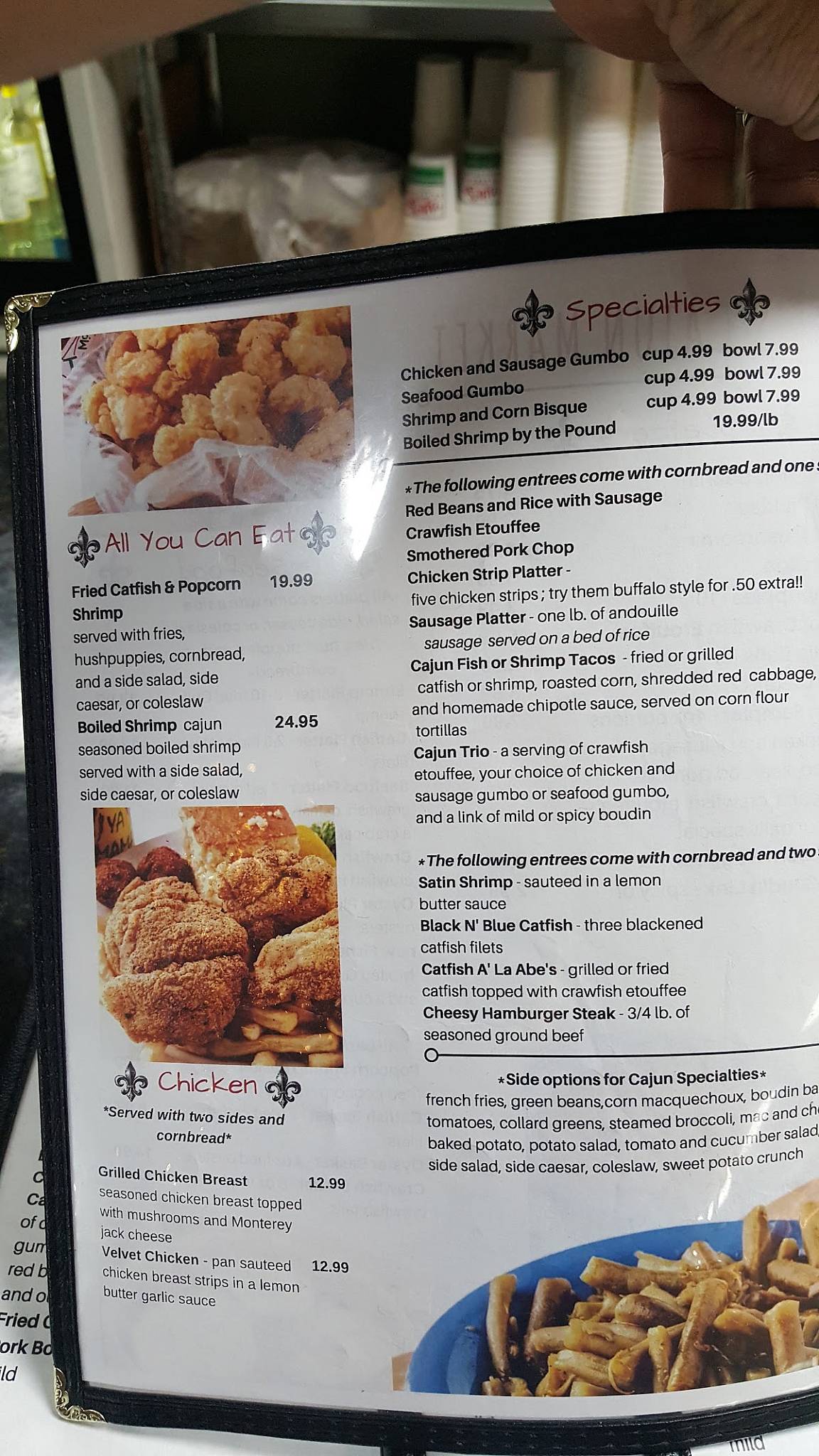 Menu at Abe's Cajun Market restaurant, Houston